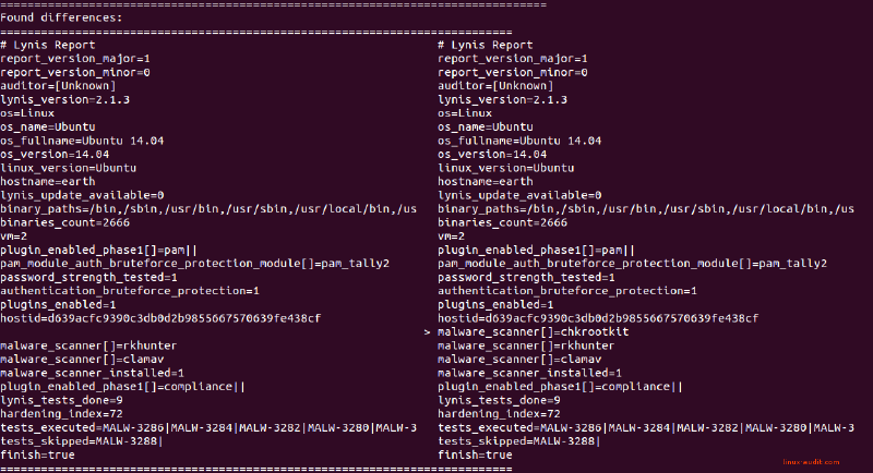 Find differences between two daily Lynis audits - Linux Audit